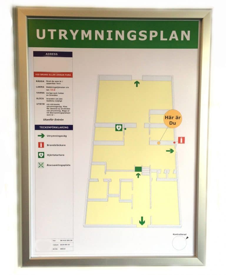 Köp Utrymningsplan A3 från oss på Safeaid - en trygg partner